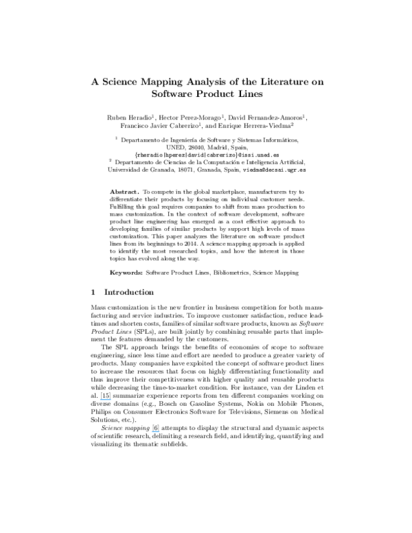 (PDF) A Science Mapping Analysis of the Literature on Software Product ...