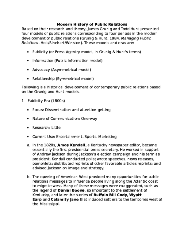 (DOC) History of Public Relations in the United States