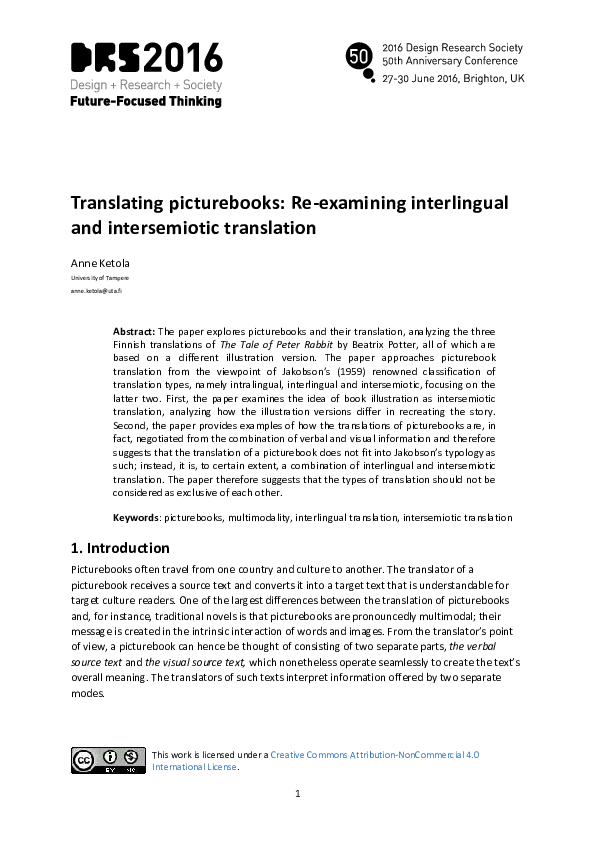 (PDF) Translating picturebooks: Re-examining interlingual and ...