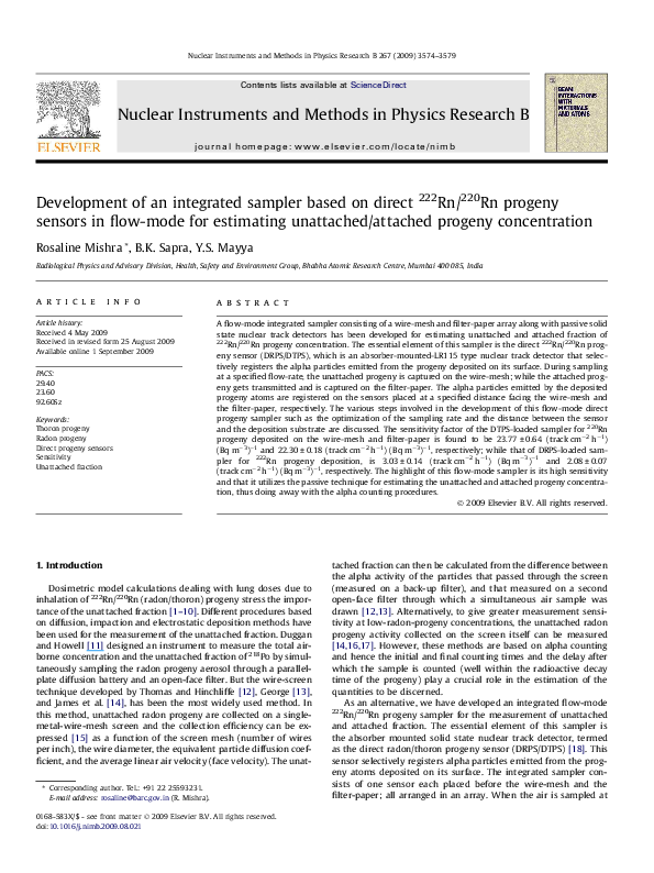 (PDF) Development of an integrated sampler based on direct 222Rn/220Rn ...