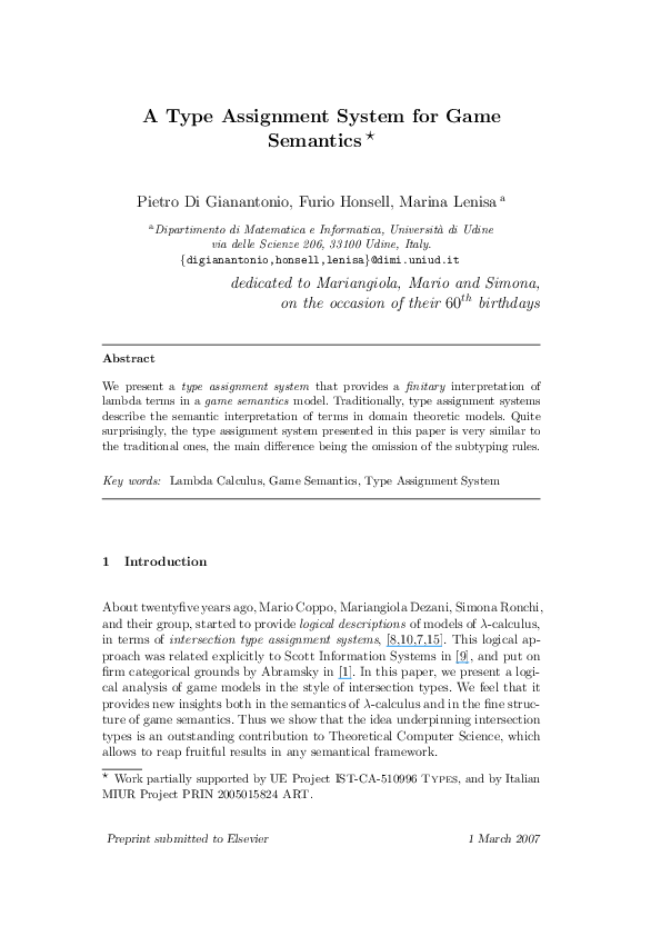 Pdf A Type Assignment System For Game Semantics