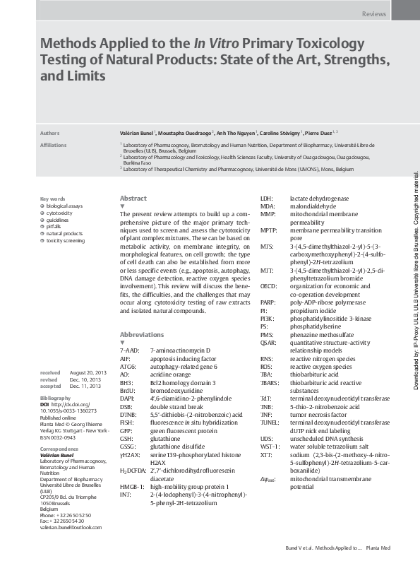 (PDF) Methods Applied to the In Vitro Primary Toxicology Testing of ...