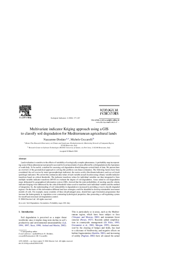 Pdf Multivariate Indicator Kriging Approach Using A Gis To Classify