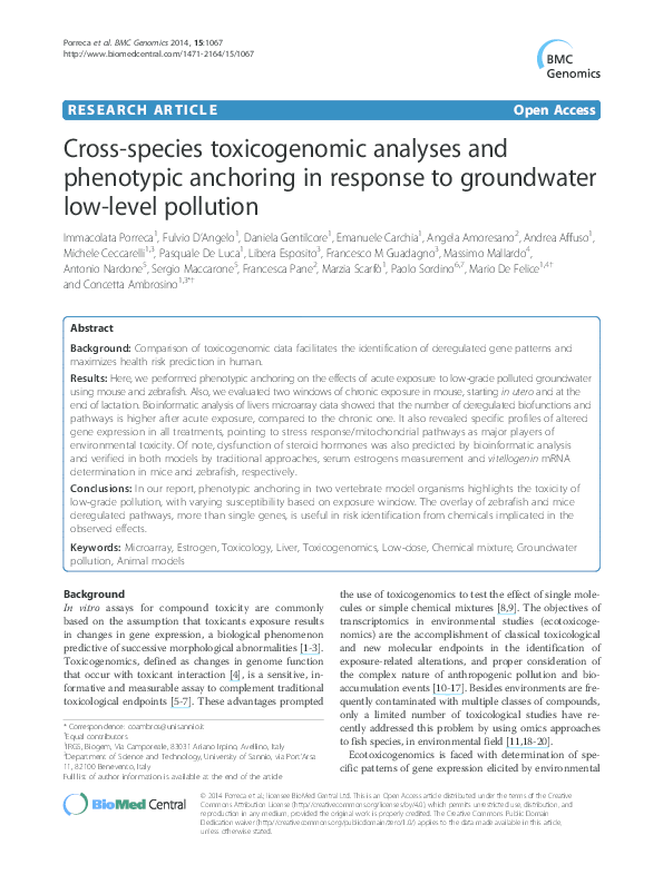 (PDF) Cross-species toxicogenomic analyses and phenotypic anchoring in ...