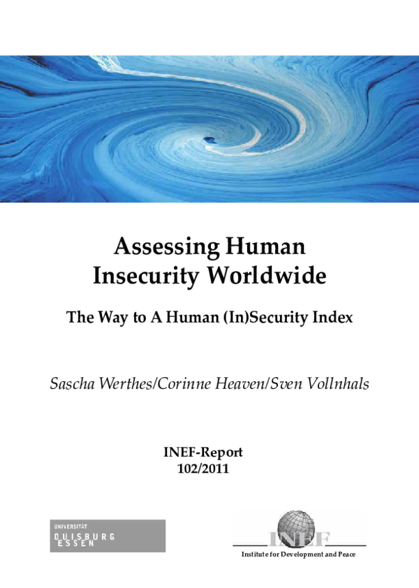 (PDF) Report Nr. 102 - Assessing Human Insecurity Worldwide: the Way to ...