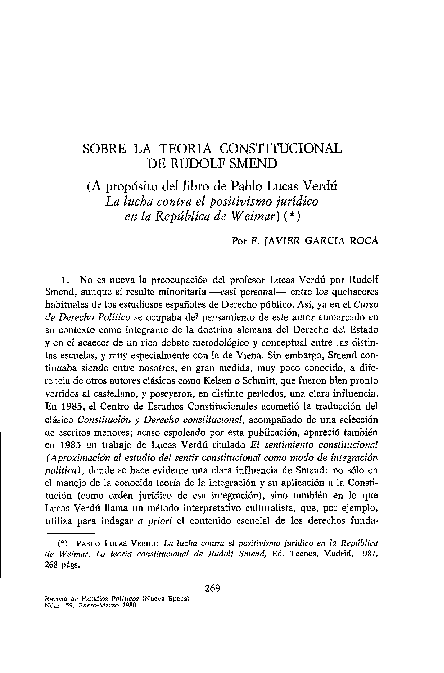 (PDF) Sobre la teoría constitucional de Rudolf Smend (A propósito de un ...