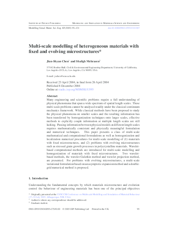 (PDF) Multi-scale modelling of heterogeneous materials with fixed and evolving microstructures