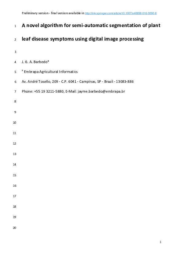 (PDF) A novel algorithm for semi-automatic segmentation of plant leaf ...