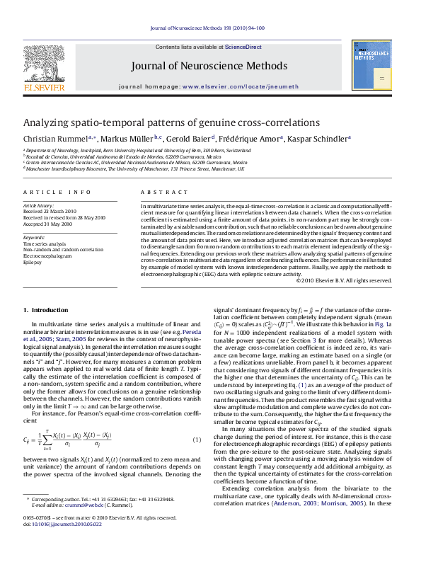 (PDF) Analyzing spatio-temporal patterns of genuine cross-correlations