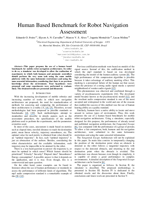 (PDF) Human Based Benchmark for Robot Navigation Assessment