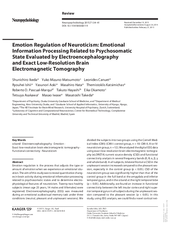 (PDF) Emotion Regulation of Neuroticism: Emotional Information ...