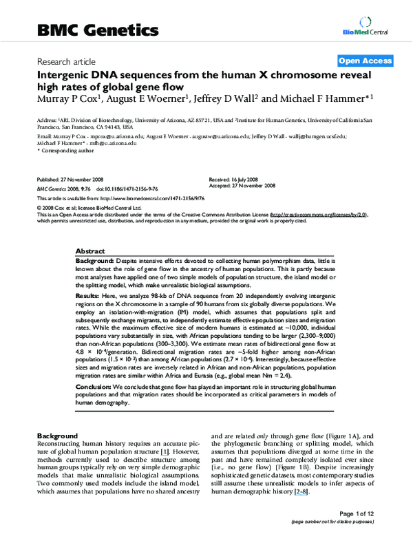 (PDF) Intergenic DNA sequences from the human X chromosome reveal high ...