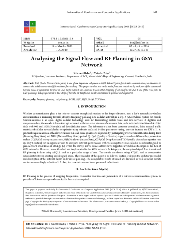 (PDF) Analyzing the Signal Flow and RF Planning in GSM Network