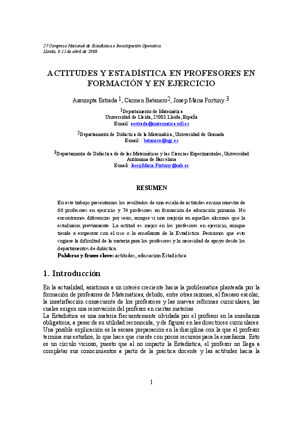 (PDF) Actitudes y Estadistica en profesores en formaci n y en ejercicio