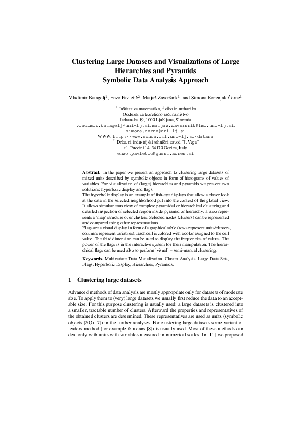 (PDF) Clustering Large Datasets and Visualizations of Large Hierarchies and Pyramids Symbolic ...