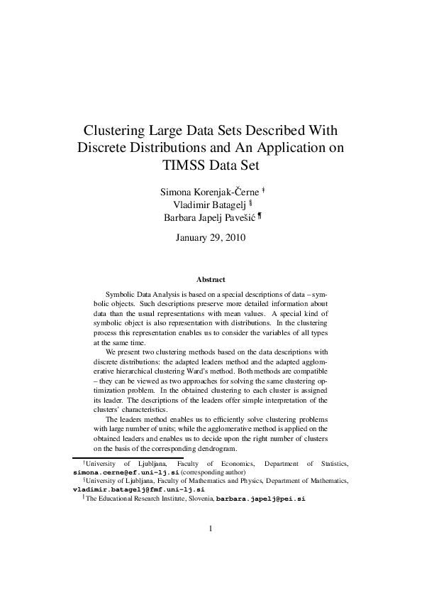 (PDF) Clustering large data sets described with discrete distributions and its application on ...