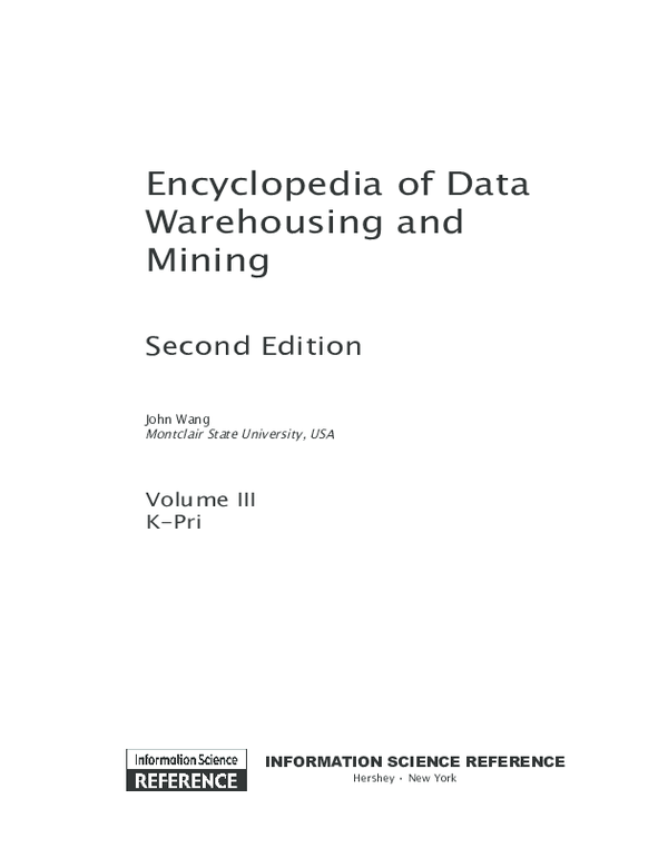 (PDF) Encyclopedia of Data Warehousing and Mining