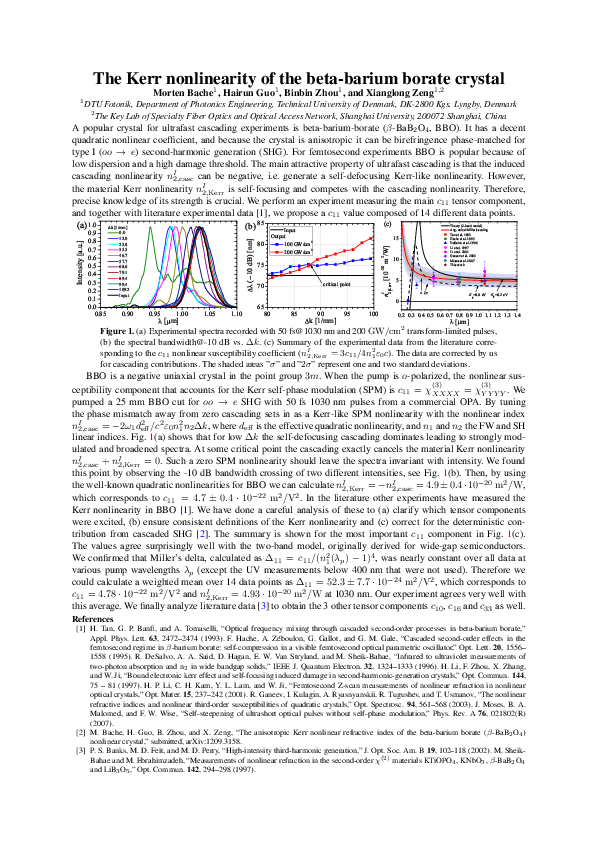 (PDF) The Kerr nonlinearity of the beta-barium borate crystal