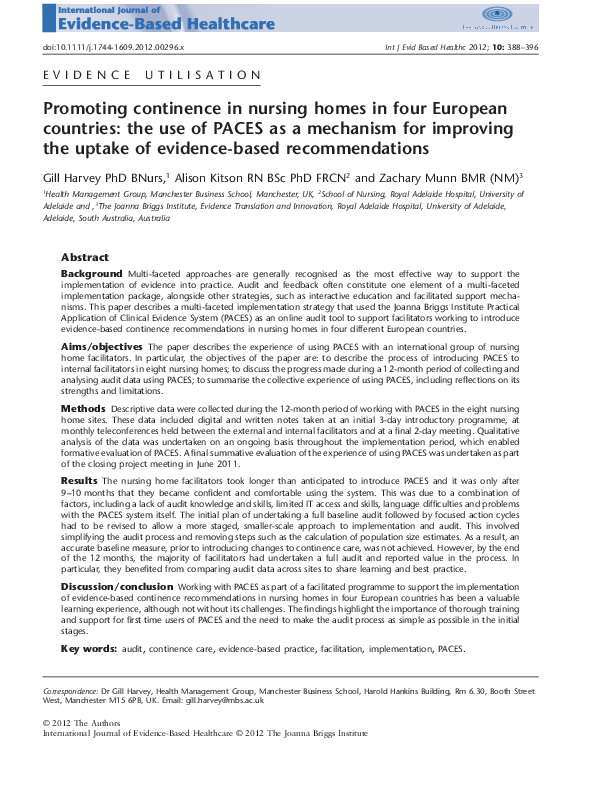 (PDF) Promoting continence in nursing homes in four European countries‐the use of PACES as a ...