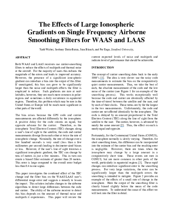 (PDF) The effects of large ionospheric gradients on single frequency ...