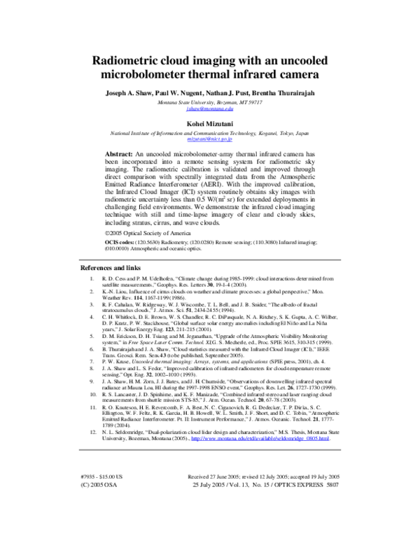 (PDF) Radiometric Cloud Imaging With An Uncooled Microbolometer Thermal ...