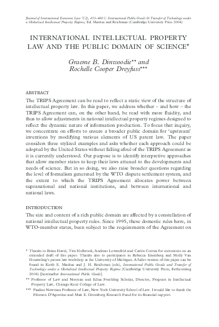 (PDF) International Intellectual Property Law and the Public Domain of ...