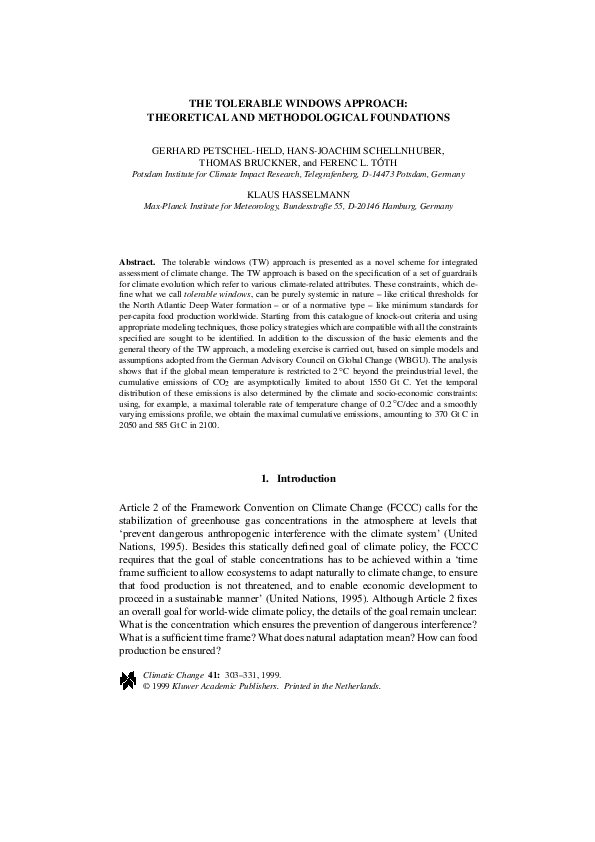 (PDF) The Tolerable Windows Approach: Theoretical and Methodological Foundations