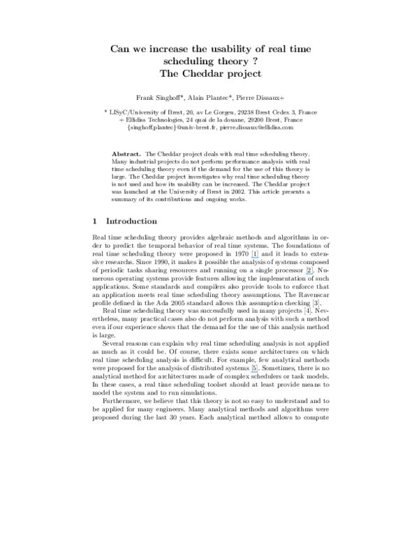 (PDF) Can we increase the usability of real time scheduling theory? The ...