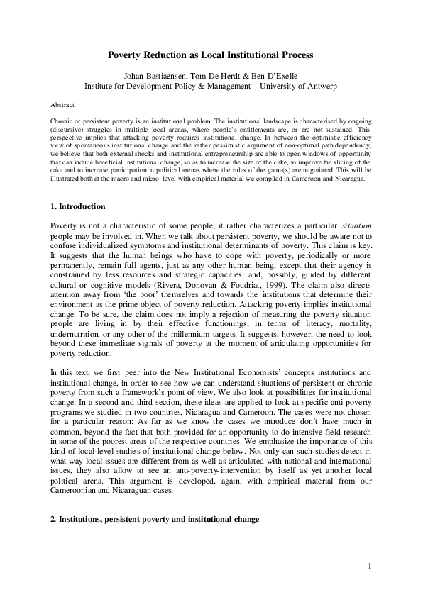 (PDF) Poverty reduction as a local institutional process