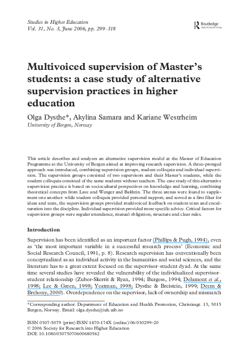 (PDF) Model for Blended Supervision of Post-Graduate Students | mildred ...