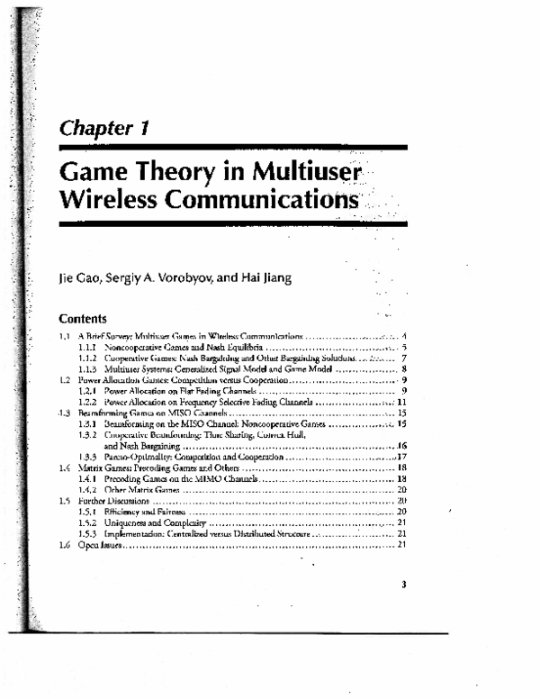 Pdf Game Theory In Multiuser Wireless Communications