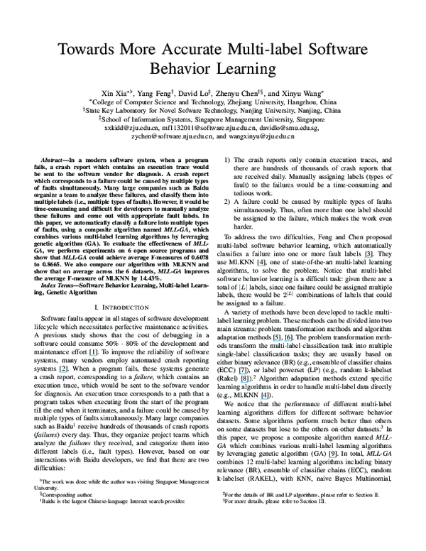 (PDF) Towards more accurate multi-label software behavior learning