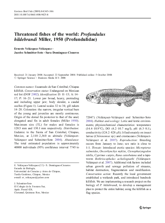 (PDF) Threatened fishes of the world: Profundulus hildebrandi Miller ...