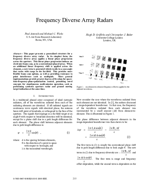Pdf Frequency Diverse Array Radars
