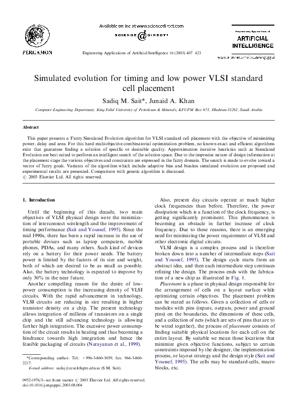 Pdf Simulated Evolution For Timing And Low Power Vlsi Standard Cell