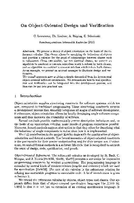 (PDF) On Object-Oriented Design and Verification