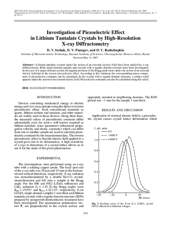 (PDF) Investigation of piezoelectric effect in lithium tantalate crystals by high-resolution X ...