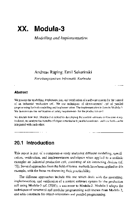 (PDF) Modula-3: Modelling and Implementation