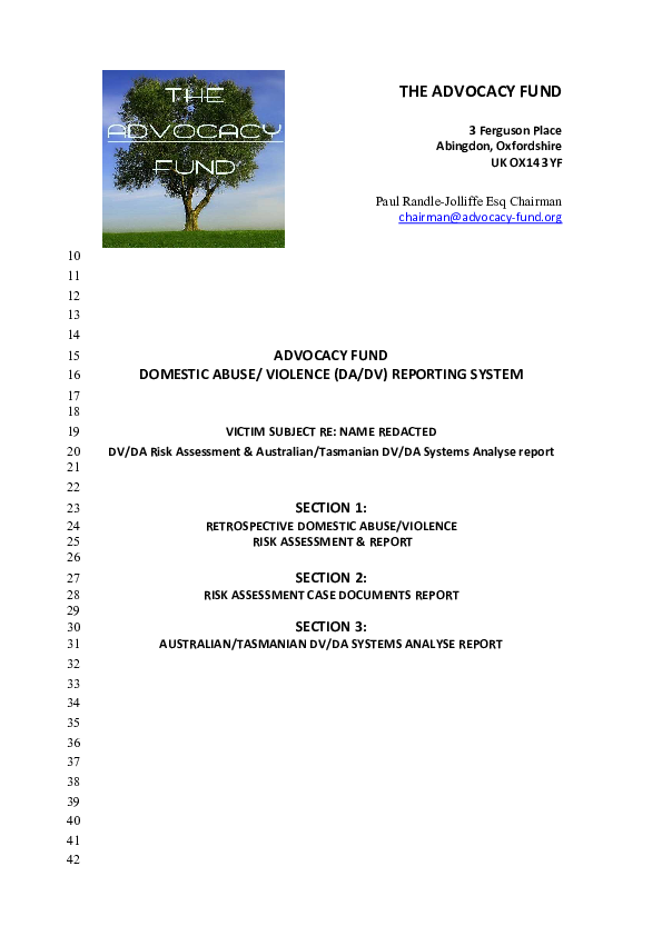 (PDF) Sample [Name Redacted] RETROSPECTIVE (DA/DV) RISK ASSESSMENT REPORT