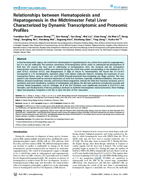 (PDF) Relationships between Hematopoiesis and Hepatogenesis in the ...