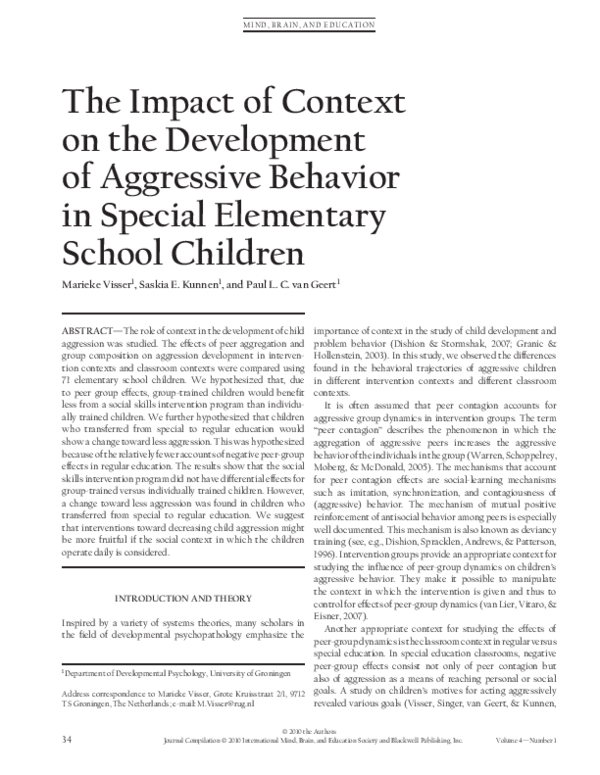 (PDF) The Impact of Context on the Development of Aggressive Behavior ...
