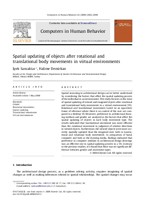 Pdf Spatial Updating Of Objects After Rotational And Translational Body Movements In Virtual