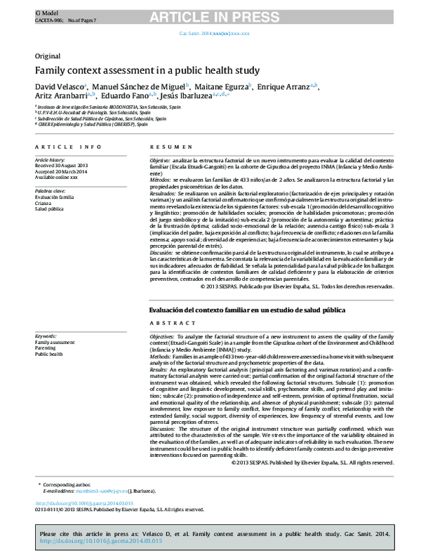 (PDF) Family context assessment in a public health study