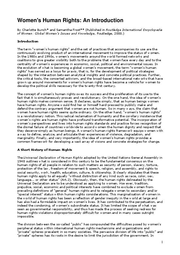 (PDF) Women's human rights: an introduction