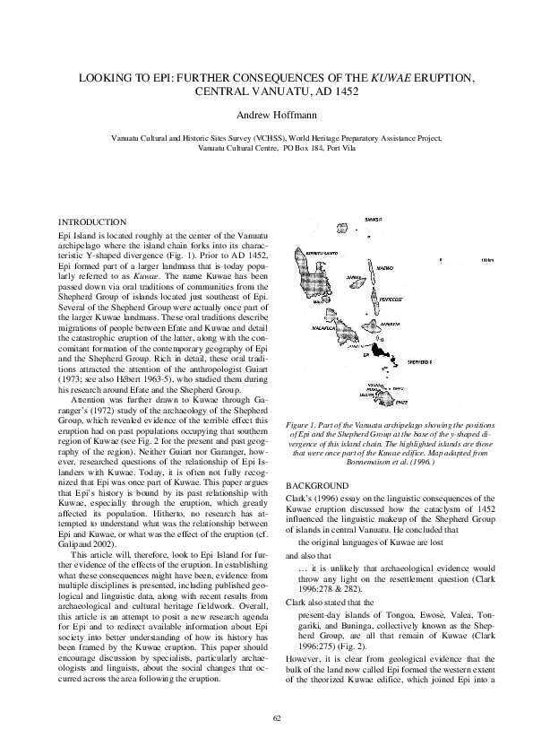(PDF) Looking to Epi: further consequences of the Kuwae eruption ...