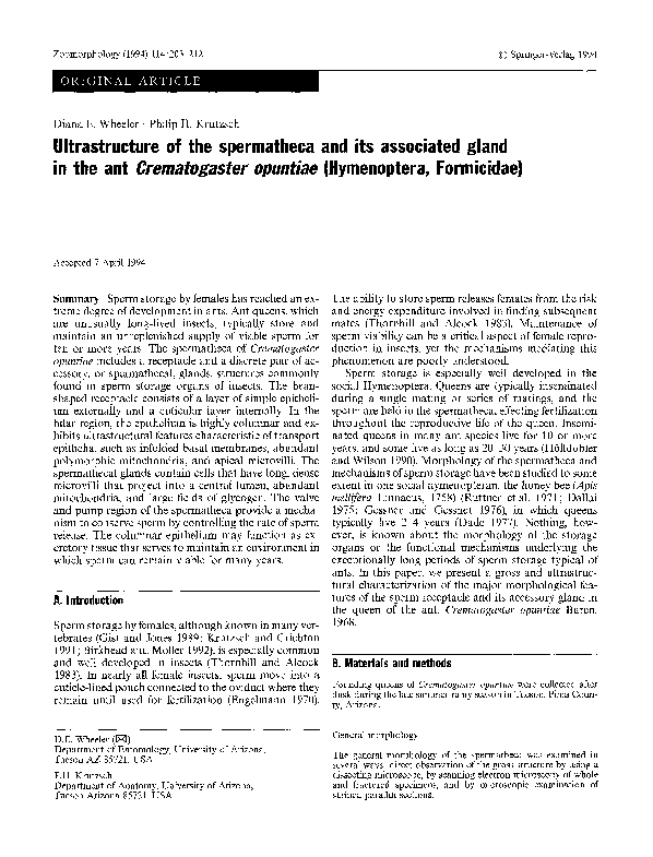 (PDF) Ultrastructure of the spermatheca and its associated gland in the ...