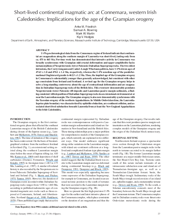 (PDF) Short-lived continental magmatic arc at Connemara, western Irish ...