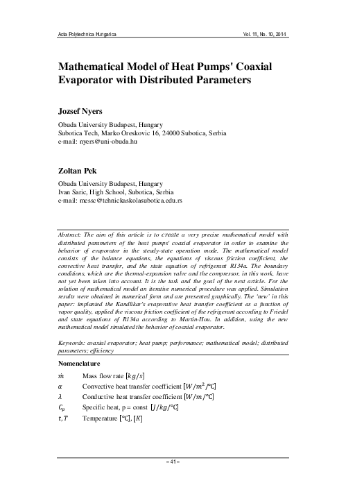 (PDF) Mathematical Model of Heat Pumps' Coaxial Evaporator with ...