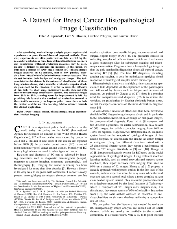 (PDF) A Dataset for Breast Cancer Histopathological Image Classification