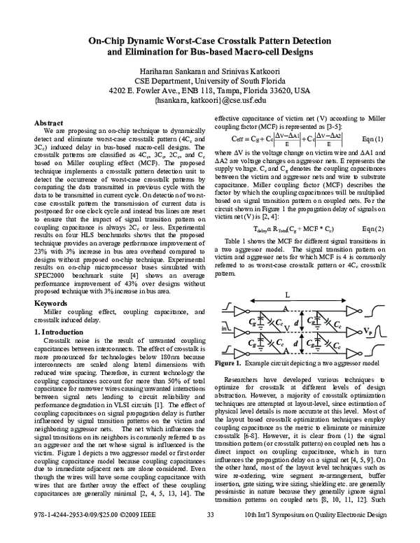 Pdf On Chip Dynamic Worst Case Crosstalk Pattern Detection And Elimination For Bus Based Macro